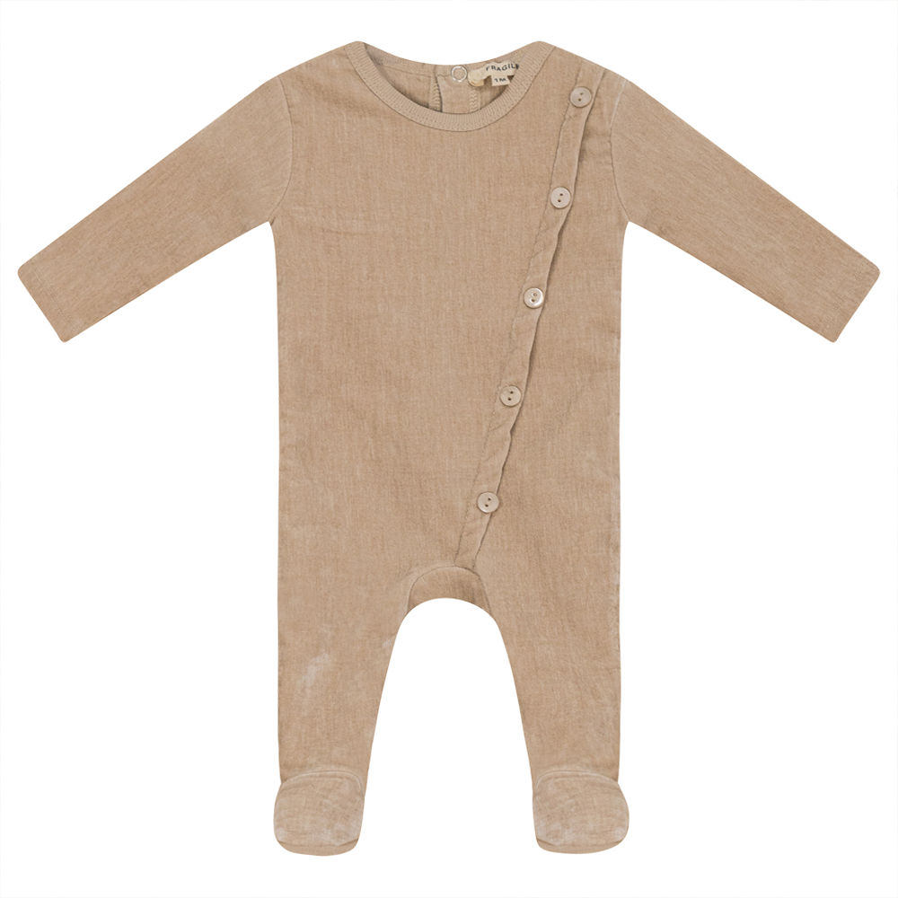 Fragile Stone Diagonal Button Footie – Little Loungers